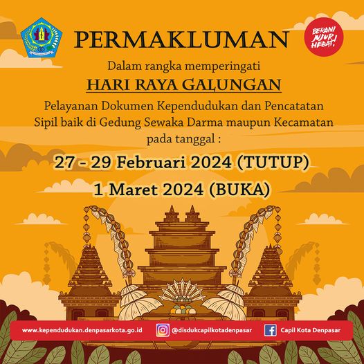 Pelayanan pada Hari Raya Galungan - kependudukan.denpasarkota.go.id